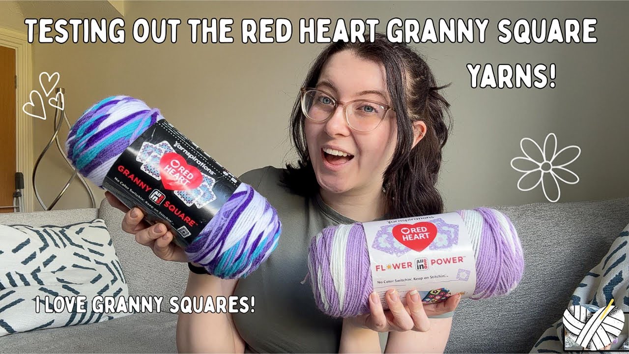 Testing out the Red Heart GRANNY SQUARE Yarns! Regular AND Flower Power ...