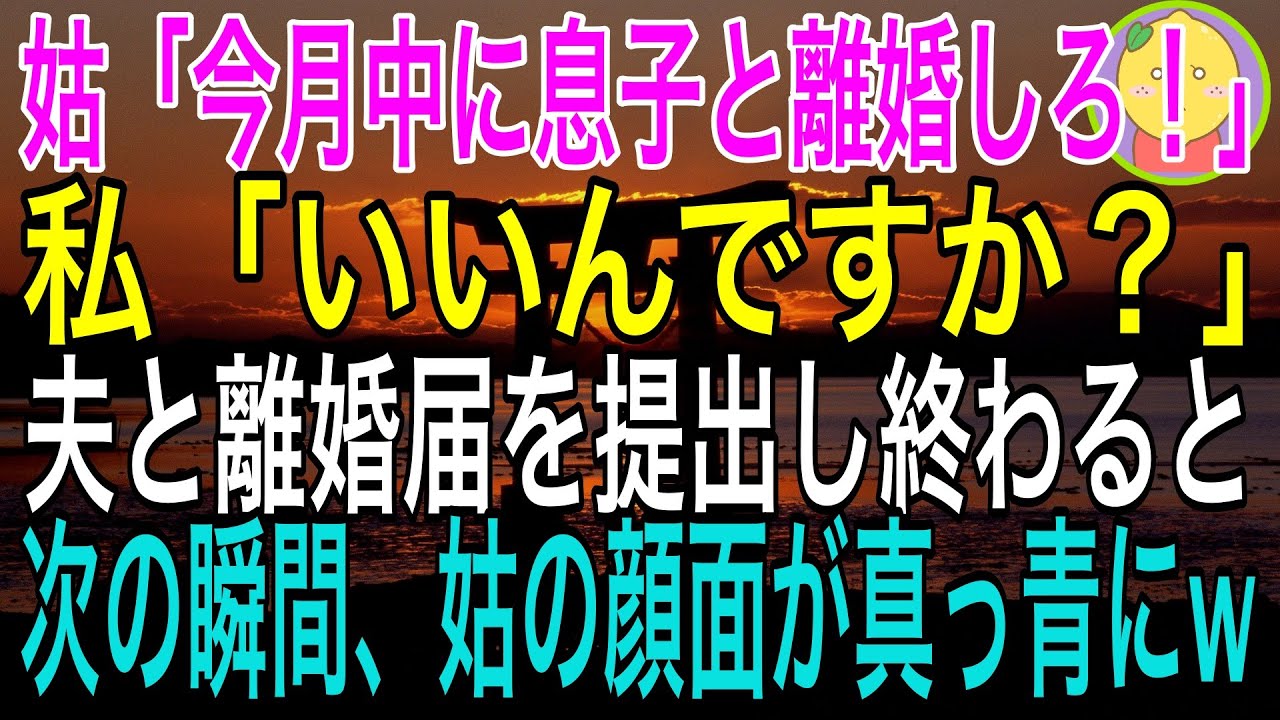 【スカッとする話】いびりが大好きな姑「今月中に息子と離婚!親権は放棄しろ」私「いいんですか?」→私と夫が離婚届を提出し終わると、トメの顔面が