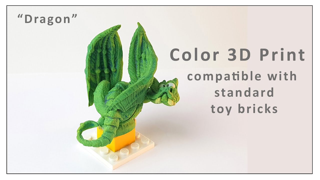 Dragon sculpture for standard Toy Bricks - Color 3D print - YouTube