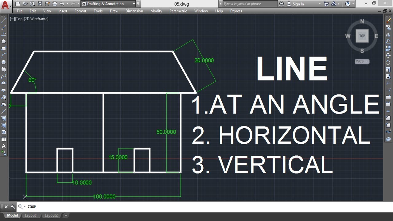 005 DRAW TOOL L LINE COMMAND IN AUTOCAD MAKE LINE AT AN ANGLE 005 DRAW TOOL L LINE COMMAND IN AUTOCAD MAKE LINE AT AN ANGLE
