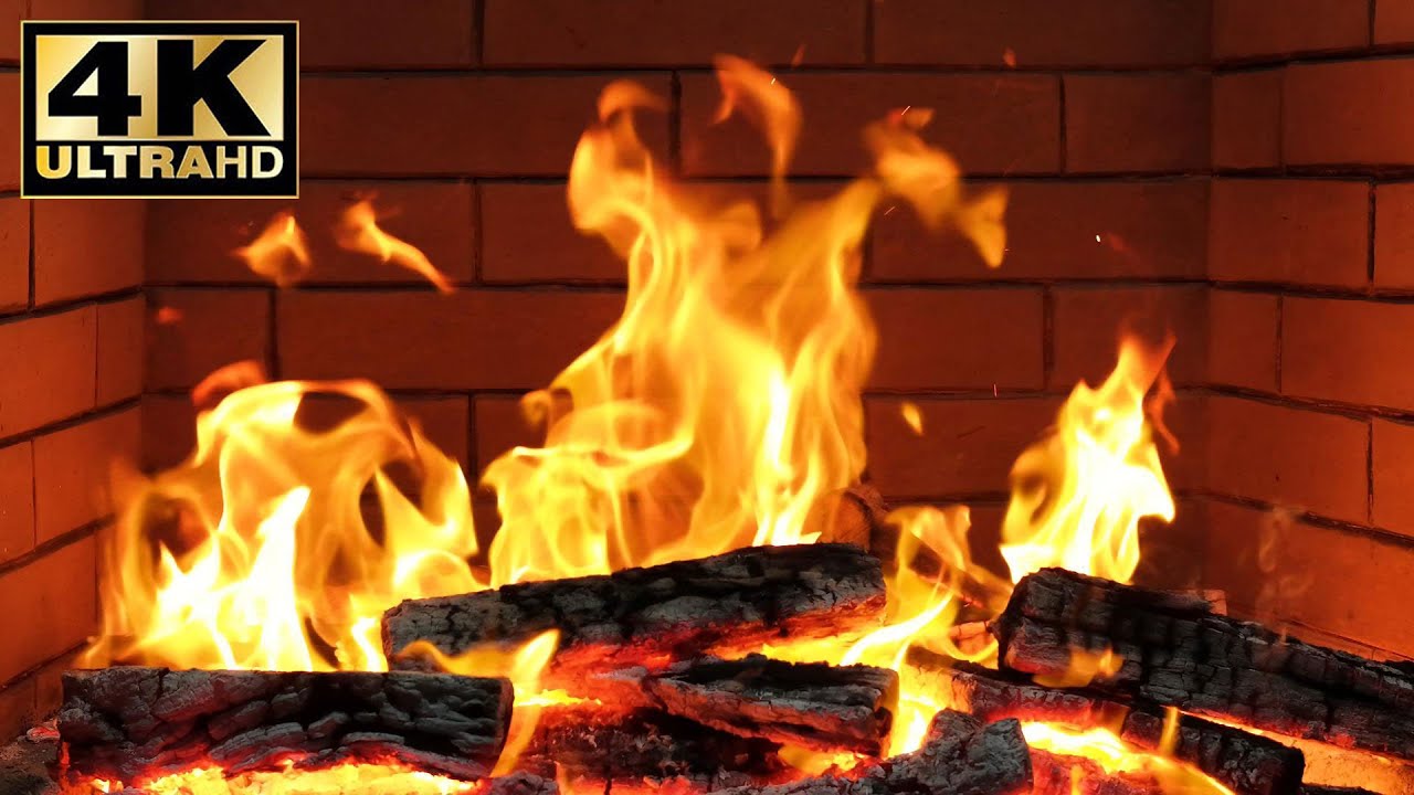 🔥 Cozy winter fireplace. 4K Relaxing Fireplace Crackling Sounds. Forest ...