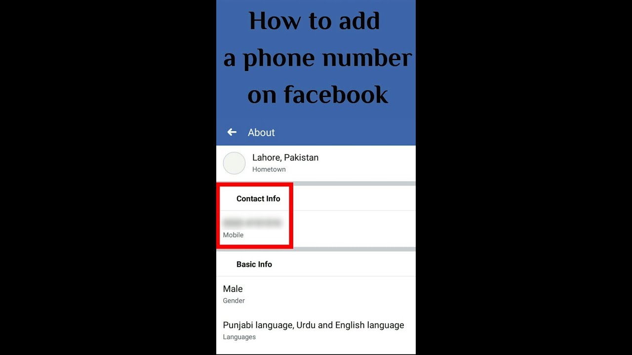 How to add a phone number on facebook - YouTube
