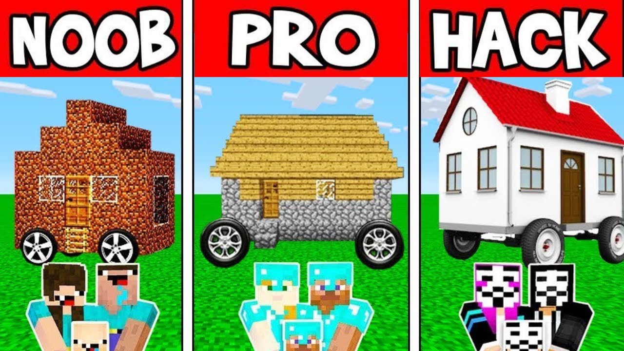 NOOB vs PRO vs HACKER: FAMILY HOUSE ON WHEELS BUILD CHALLENGE in ...