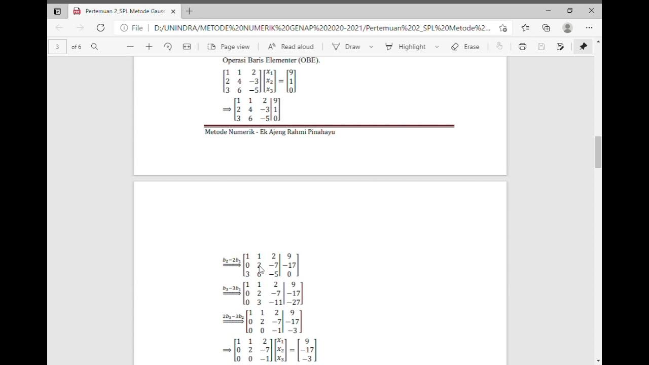 Metode Numerik ~ Solusi SPL dengan Metode Eliminasi Gauss - YouTube