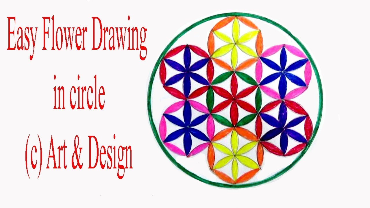 How to draw a beautiful Flower with circle step step - YouTube