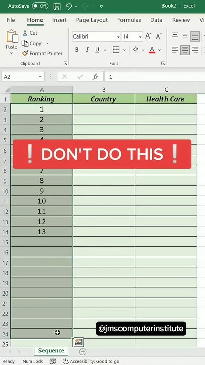 Never drag your numbers down in with Sequence! #excel #exceltips #learnexcel#microsoftexcel# ...