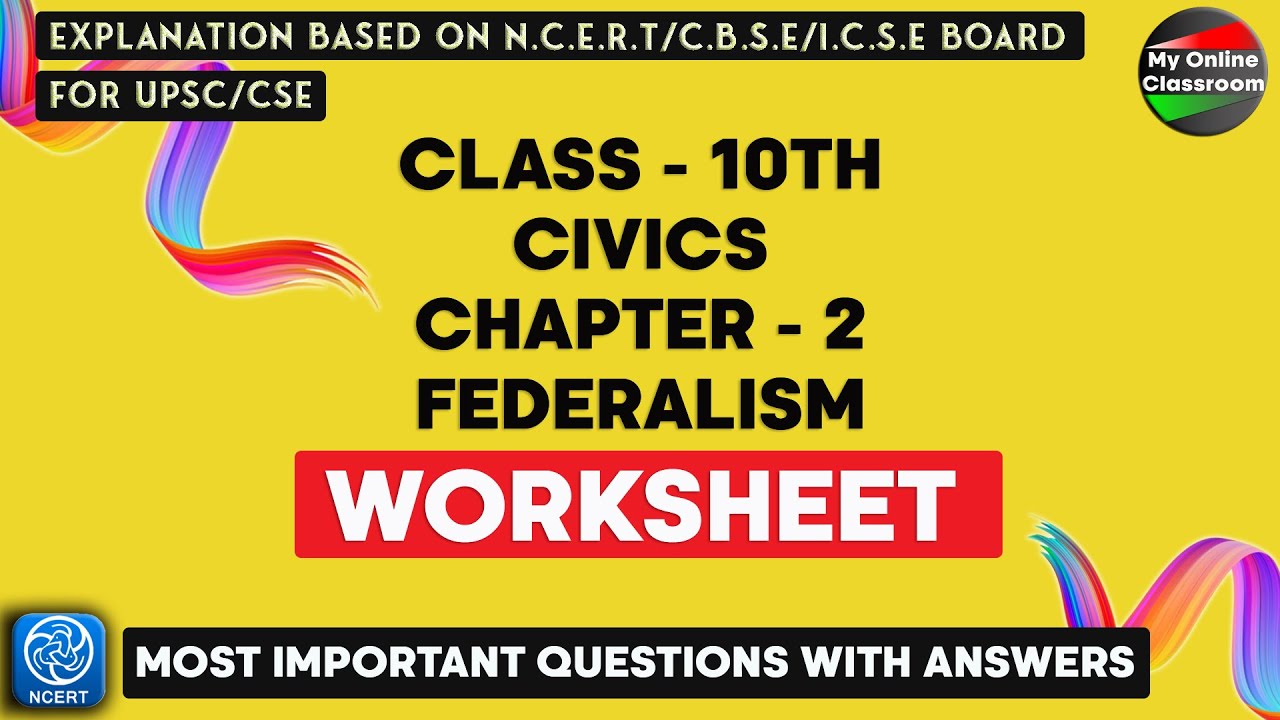 Worksheet of class 10, Civics Chapter 2, Federalism - YouTube