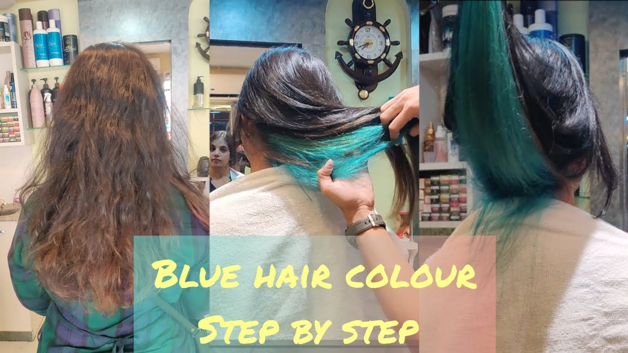 funkey hair colour🌈🤩🤩||blue hair colour step by step||hair colour 🌈 ...