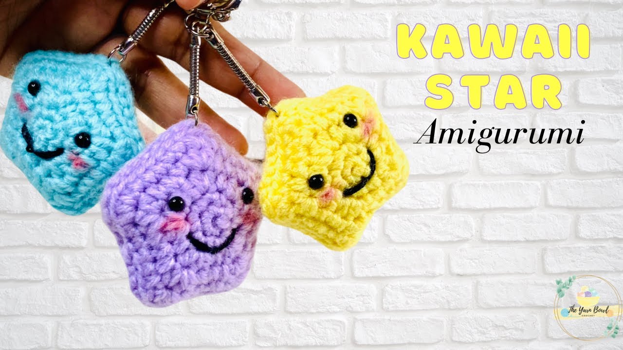 Crochet Star Keyring | Kawaii Star | Star Amigurumi Easy Tutorial - YouTube