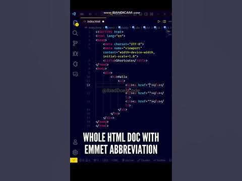 😘😘 Writing whole HTML5 document using Emmet Abbreviation #shorts # ...