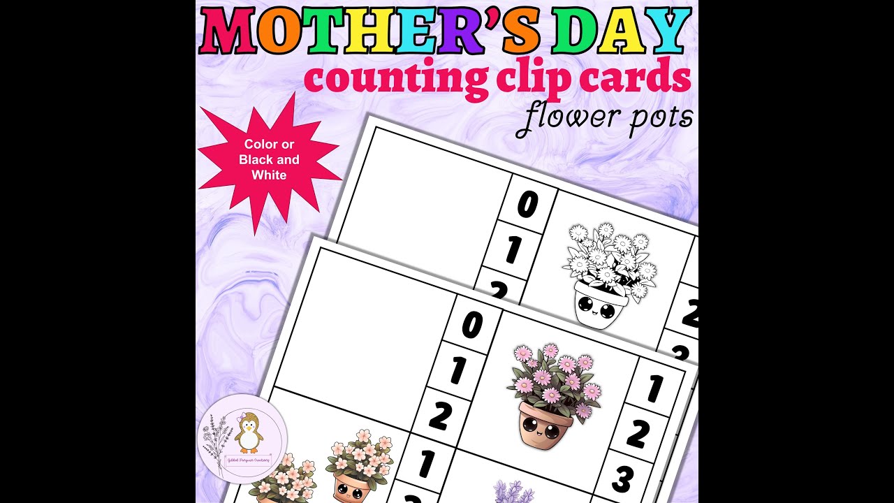 Mothers Day Counting Clip Cards Flowerpots to Learn Numbers Counting 0 ...