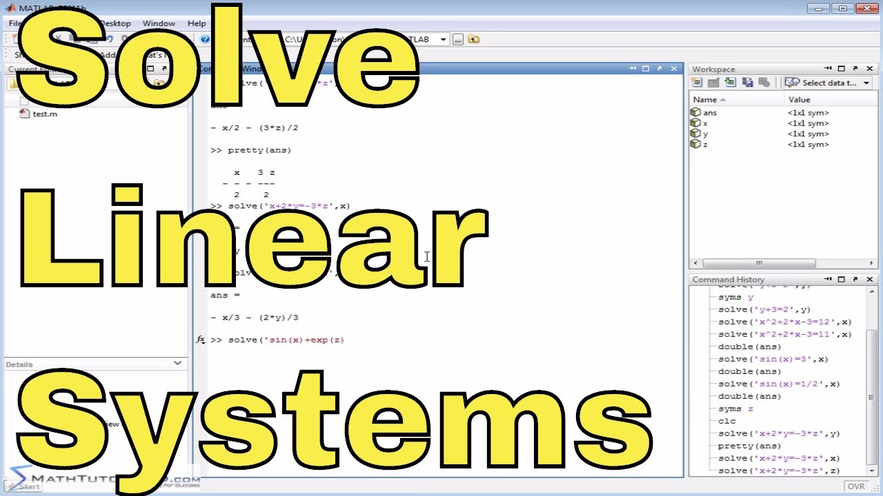 Matlab Tutorial 51 Solving Algebraic Equations Symbolically Math