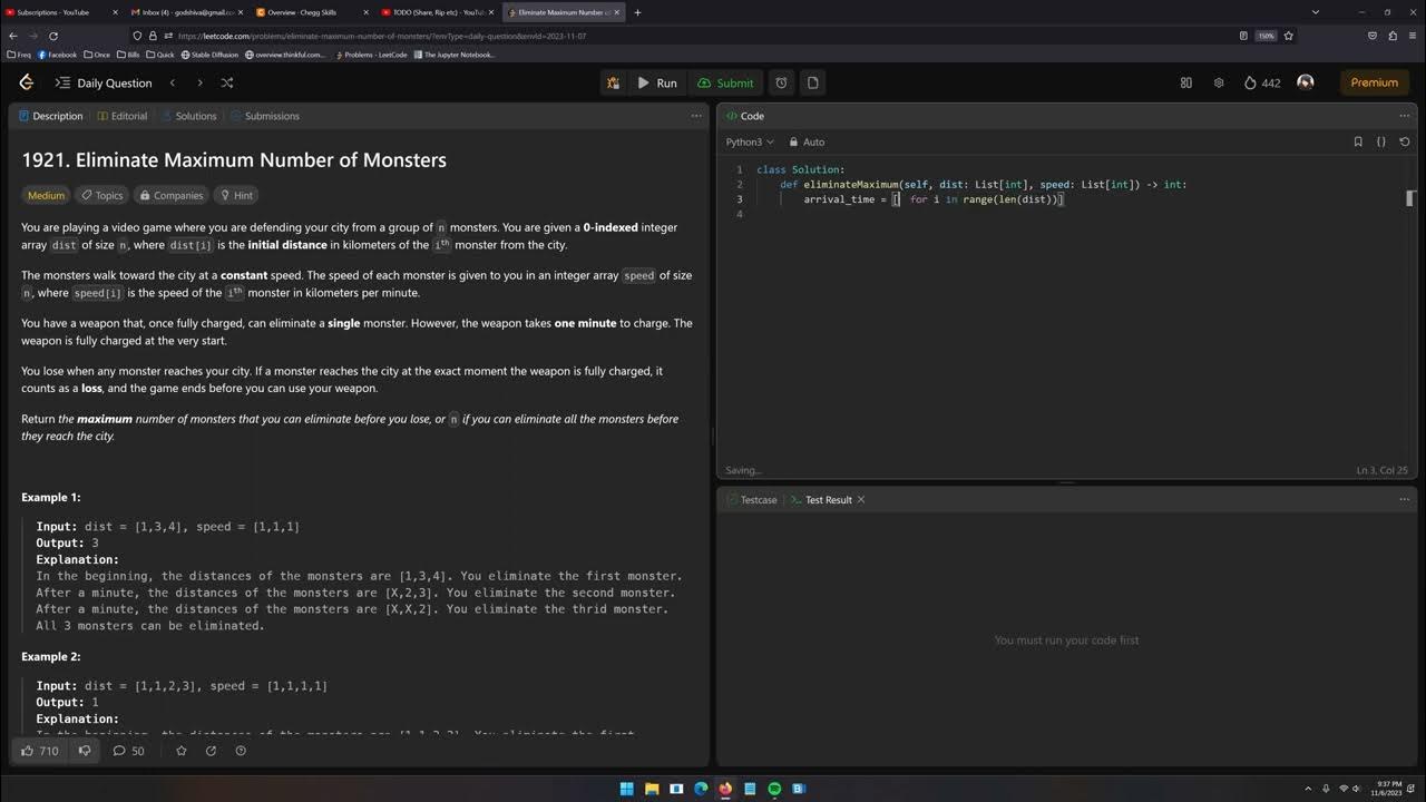 Leetcode 1921 Eliminate Maximum Number Of Monsters Youtube
