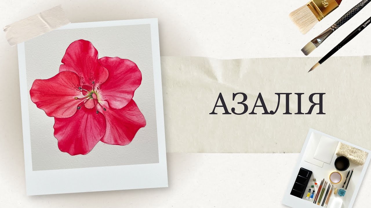 Азалія аквареллю Частина 2 Як намалювати квіти Ботанічна