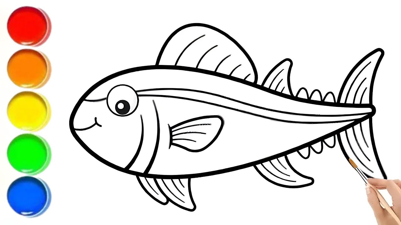 Easy Fish Drawing and Painting Tutorial for Kids /fish drawing 🐋🐳 - YouTube