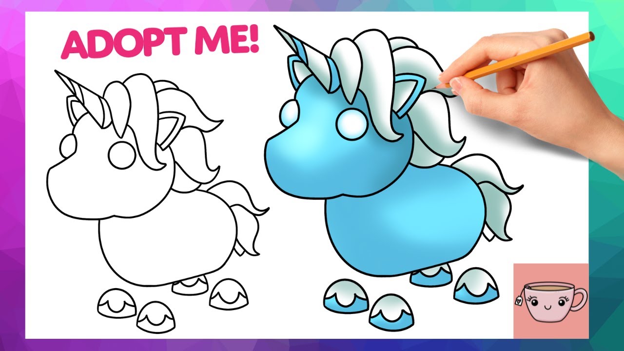 How To Draw Frost Unicorn | Adopt Me | Cute Easy Drawing Tutorial - YouTube