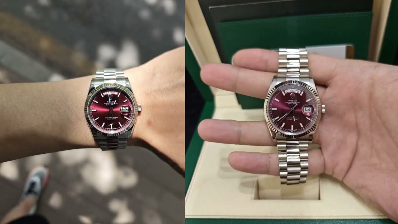 The real Rolex 36mm DAY-DATE118239 cherry red dial watch is really ...