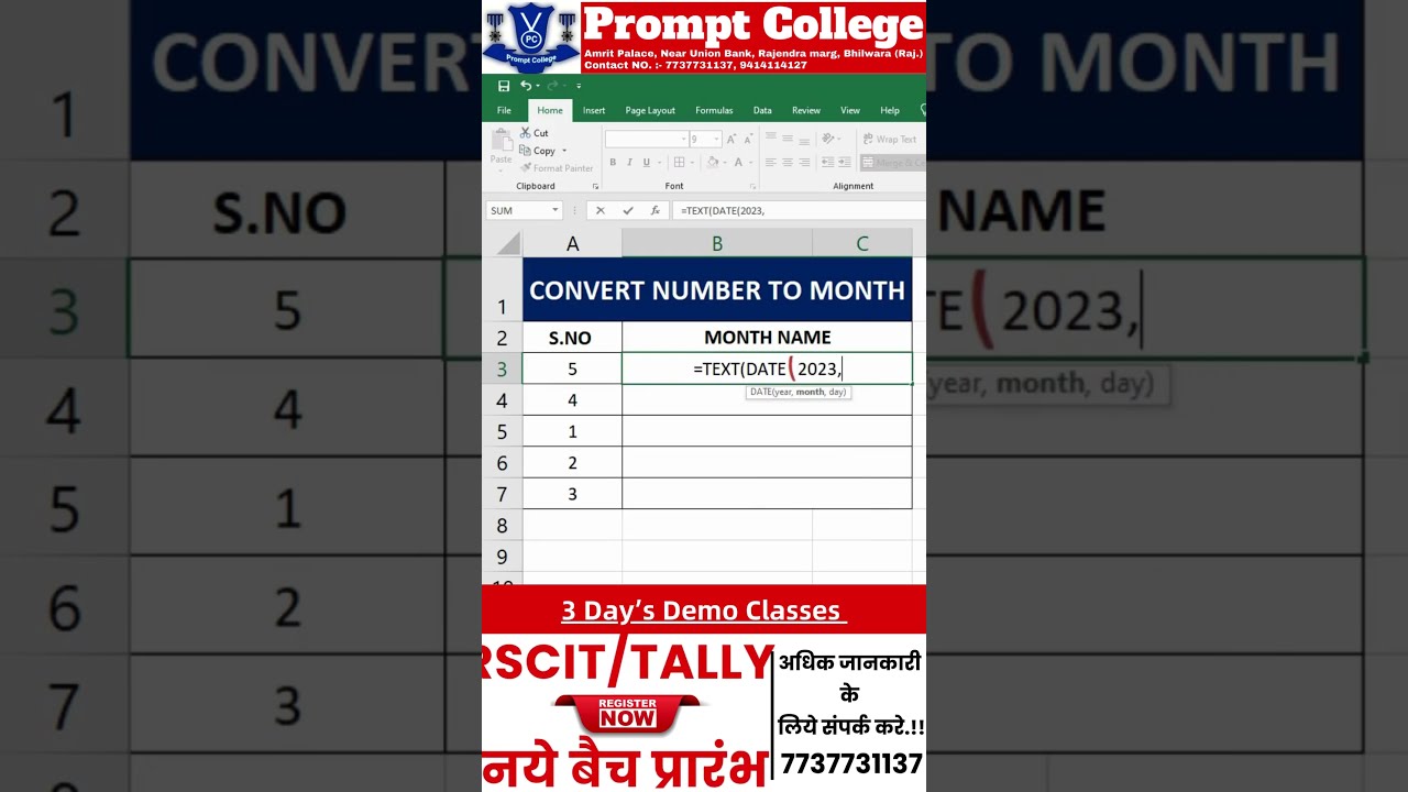 CONVERT NUMBER TO MONTH IN MS EXCEL excel PROMPTCOLLEGEBHILWARA CONVERT NUMBER TO MONTH IN MS EXCEL excel PROMPTCOLLEGEBHILWARA