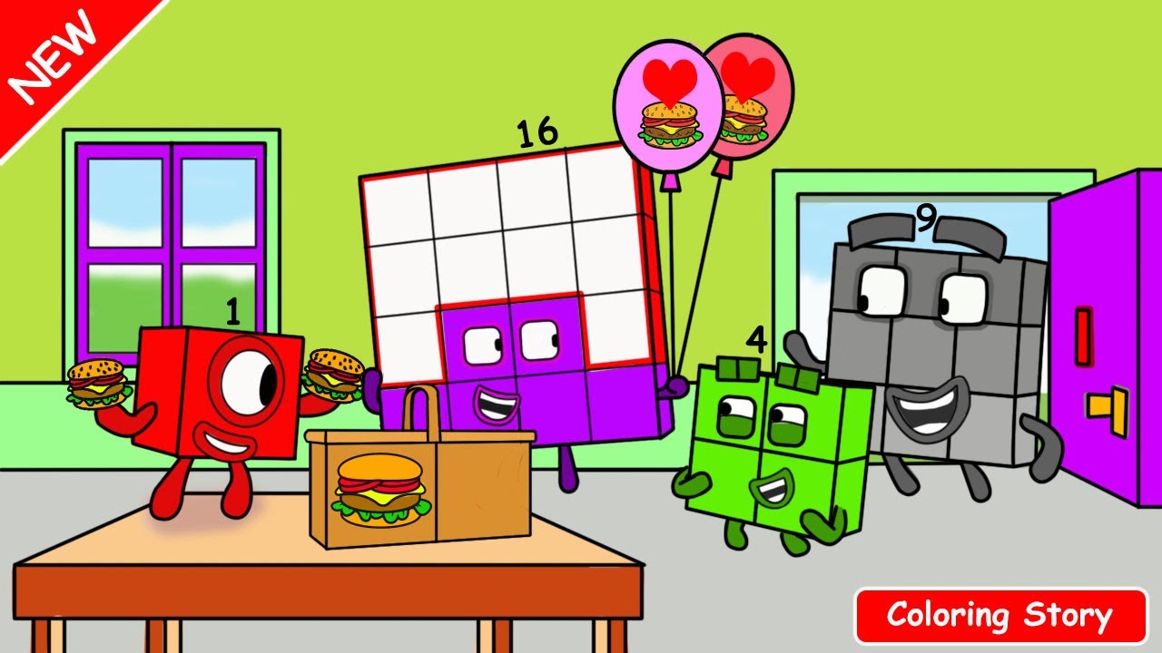 12916 Club square love it burger - Numberblocks fanmade coloring story ...