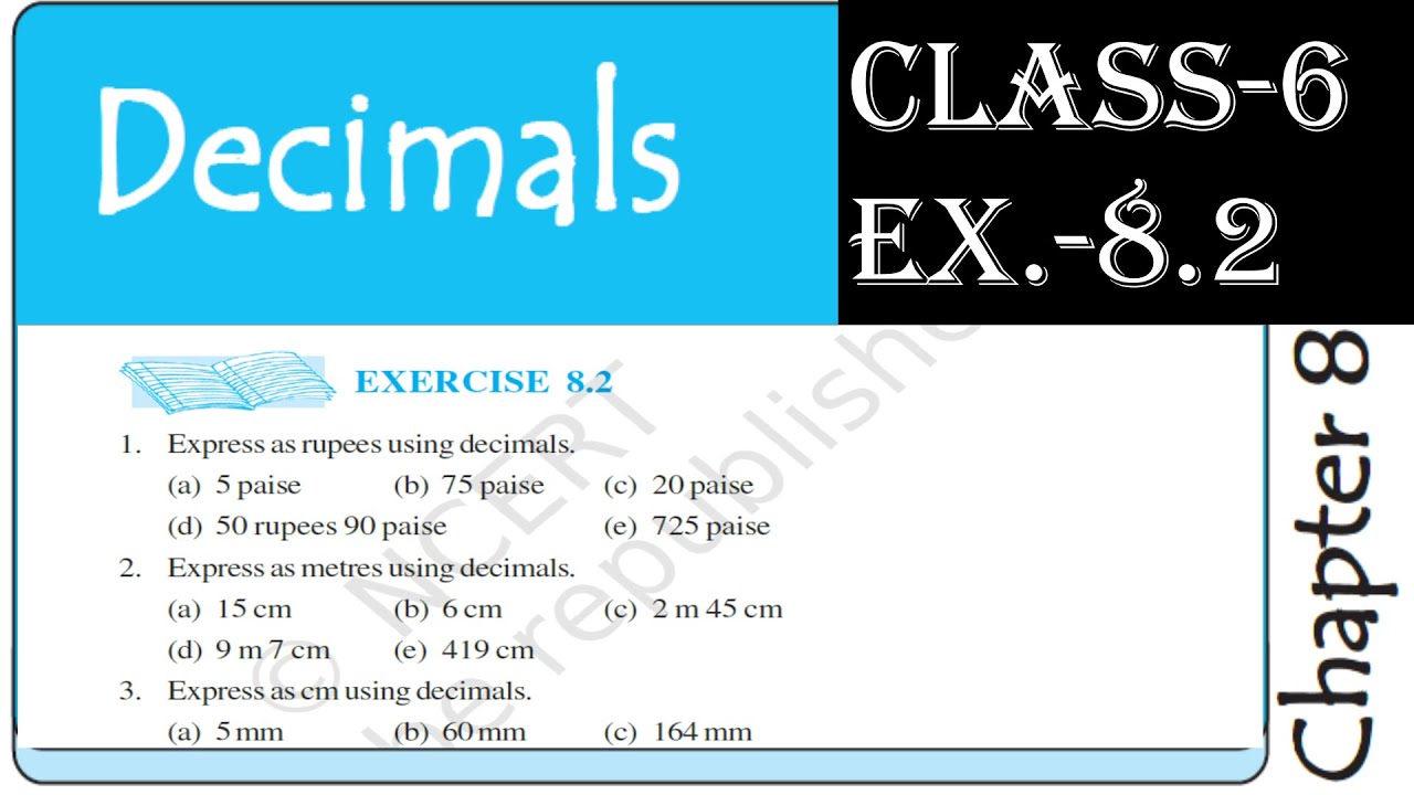 Ex. 8.2 Class 6 Maths Chapter 8 (Decimals) - YouTube