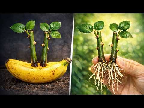 Just Banana! Rose Cuttings Root Faster (100% Natural Method)