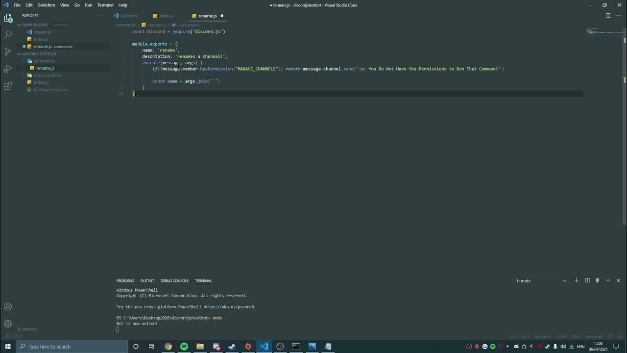 How to make a RENAME CHANNEL COMMAND On Discord.js - YouTube