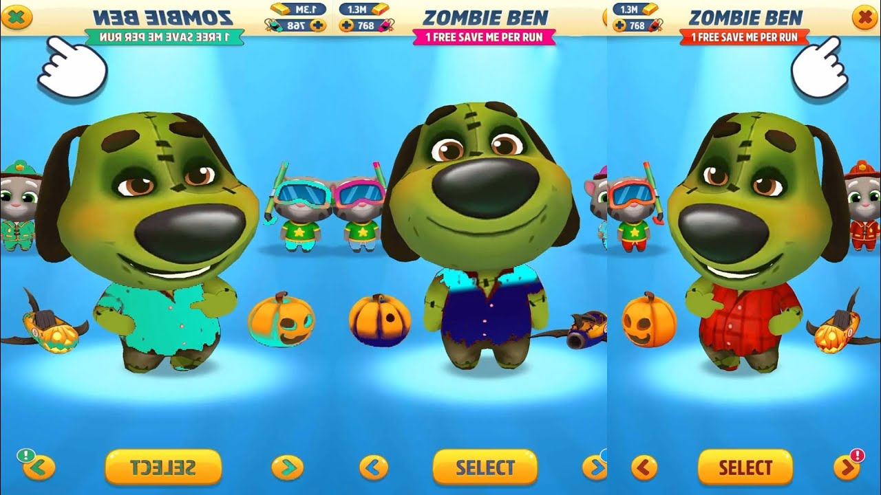 Talking Tom Gold Run Three New Zombie Ben - YouTube