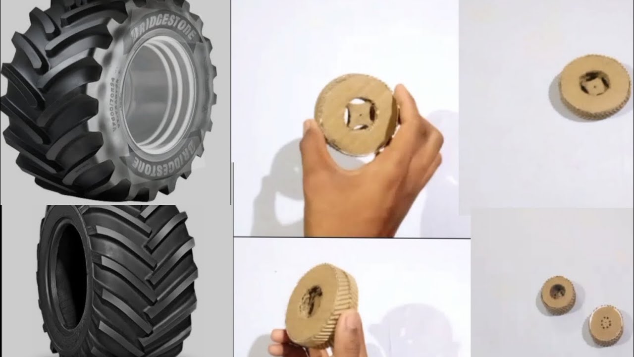 How to make tyre of tractor with cardboard - YouTube