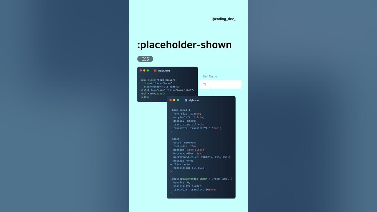 Placeholder Shown In Css Webdesign Html Htmlcss Css Webdevelopment Webprogramming Css3