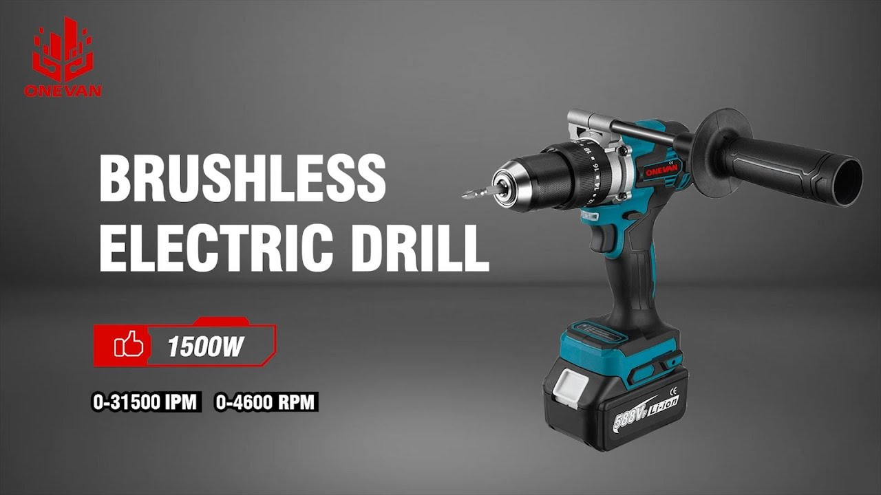 ONEVAN 1500W 13MM 650N.M Brushless Electric Impact Drill - YouTube