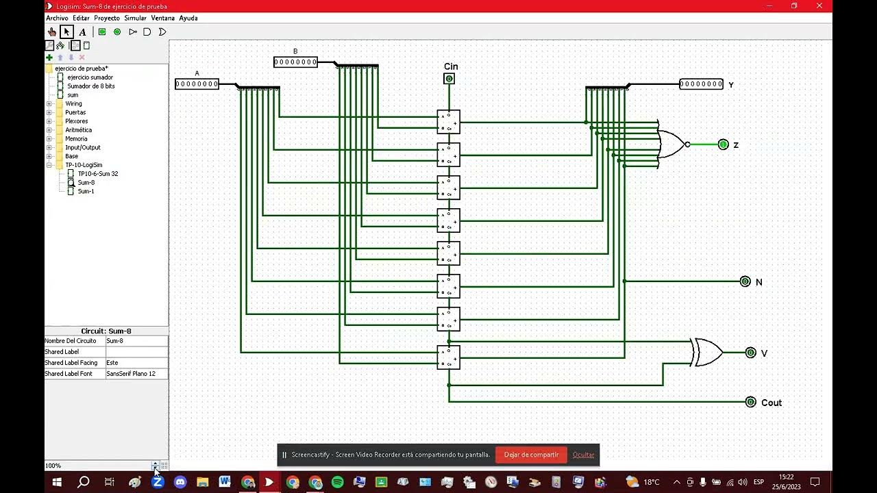 Tutorial LogiSim Uso Básico - 4 Agregar Sumador e incorporarlo a la ...