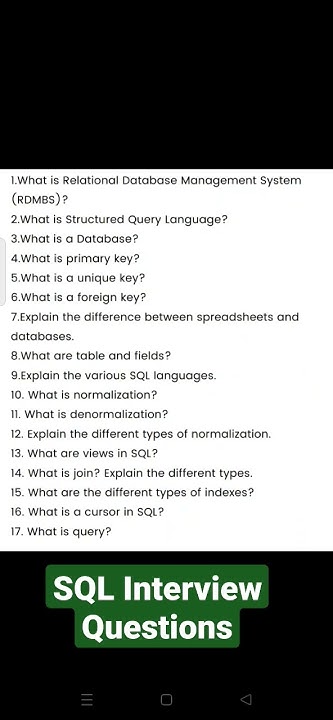 Sql Interview Questions For Data Analyst Database Developershorts Yiutubeshort Sql