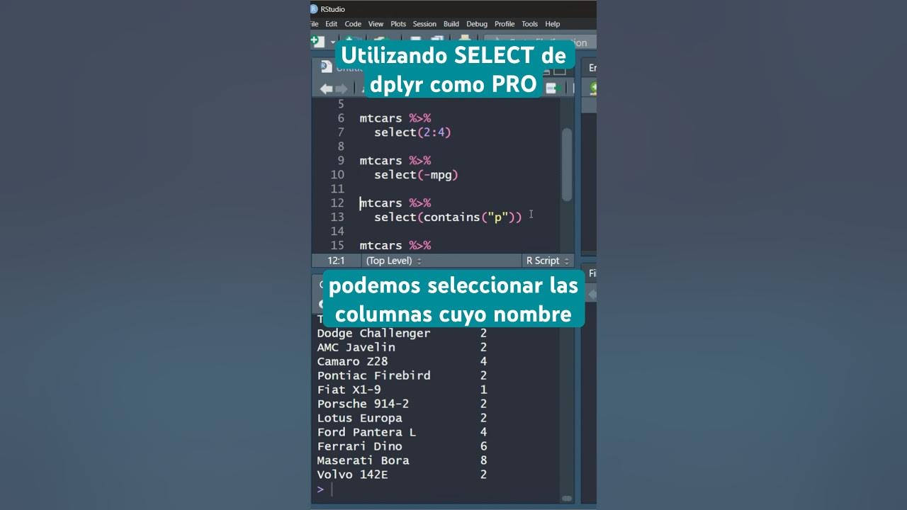 Utilizando SELECT de dplyr como PRO. #rprogramming #programacion #datascience #bigdata #rstudio ...