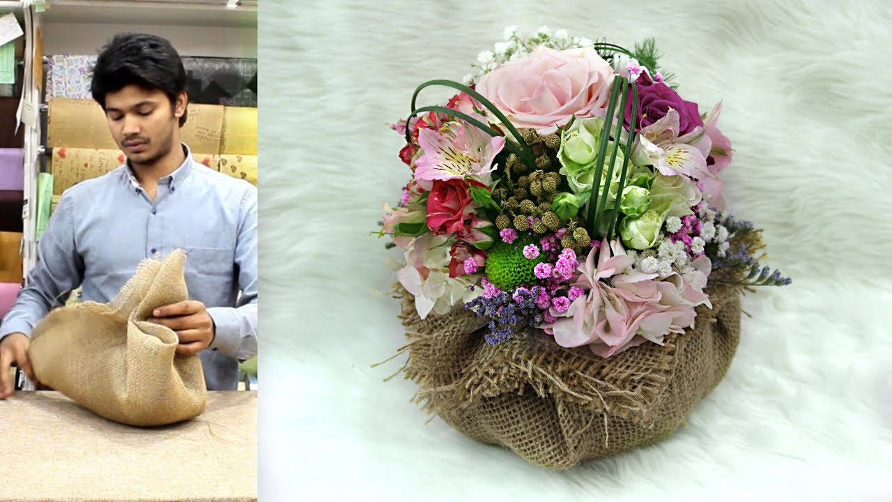 Flower Vase With Rice Sacks || how to make flower vase with natural ...