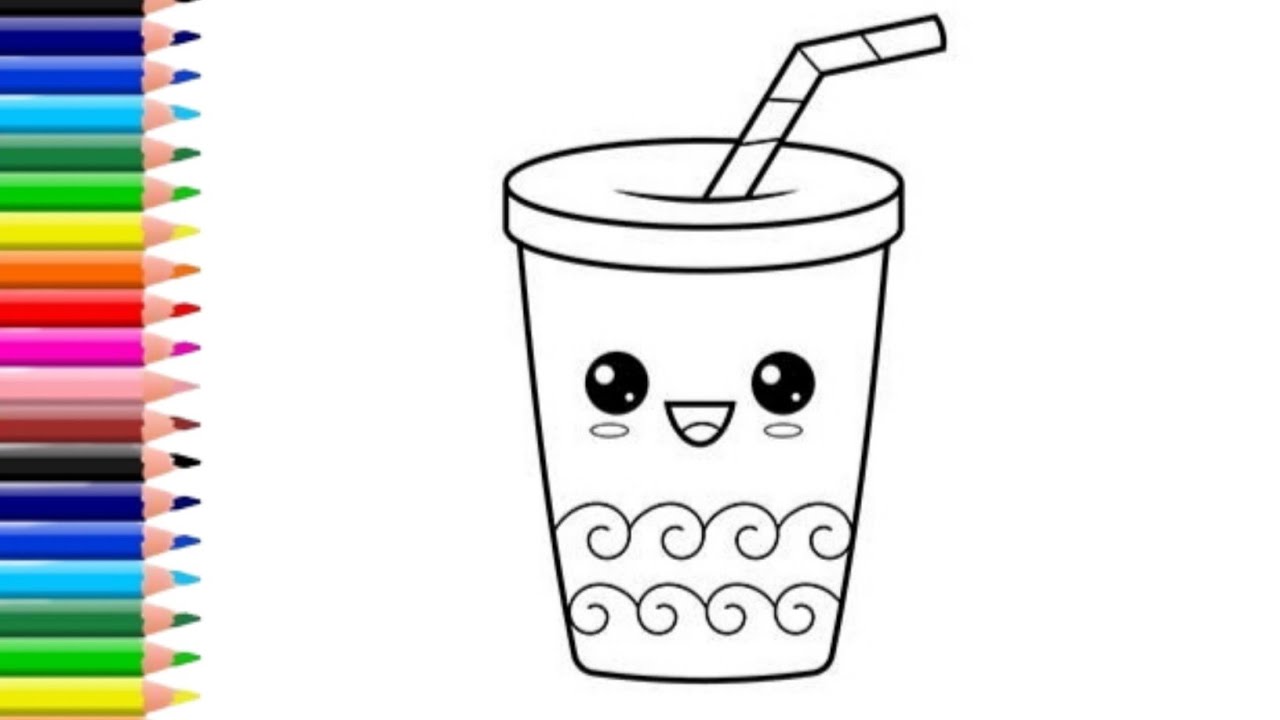 Cute Drink Drawing | cute drink Drawing easy | How to draw a cute drink step by step - YouTube