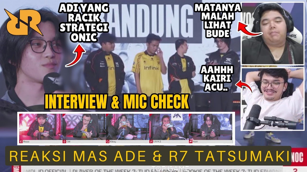 ONIC SIAP BANT4I DI PLAY-OFF? REAKSI MAS ADE & R7 INTERVIEW & MIC CHECK EVOS GLORY VS FNATIC ...