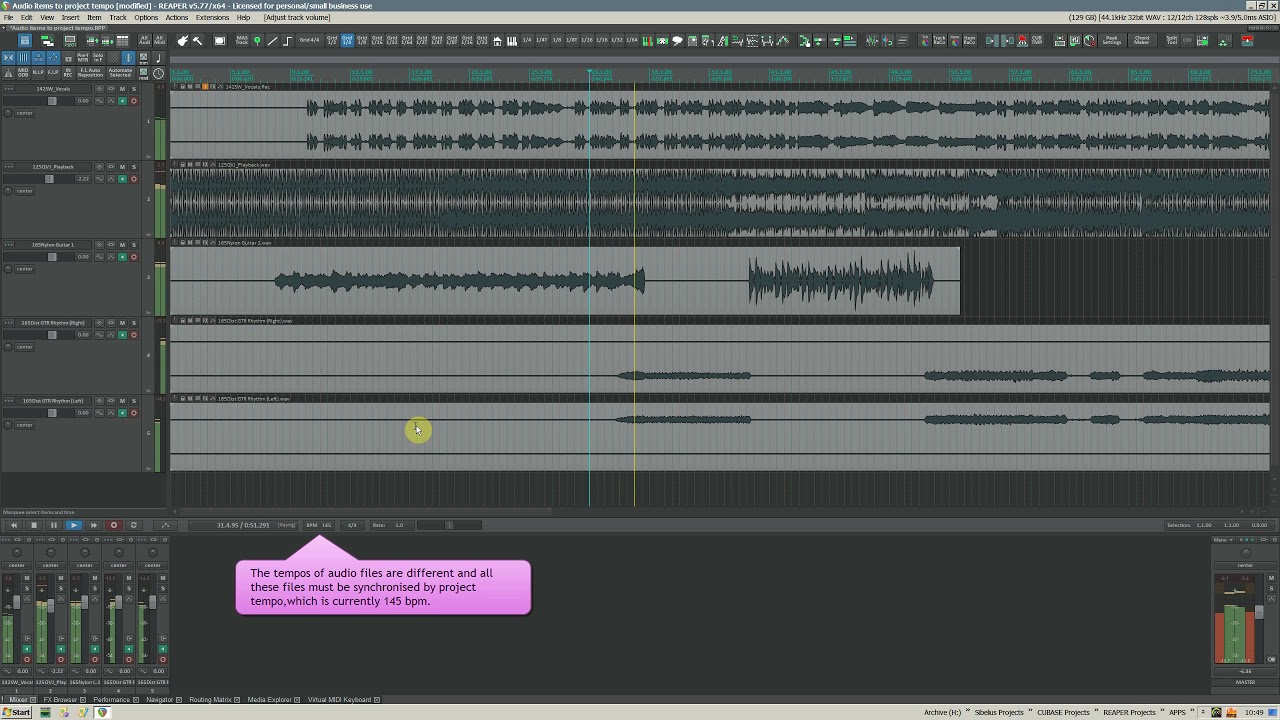 REAPER - Auto stretch audio items to project tempo - YouTube