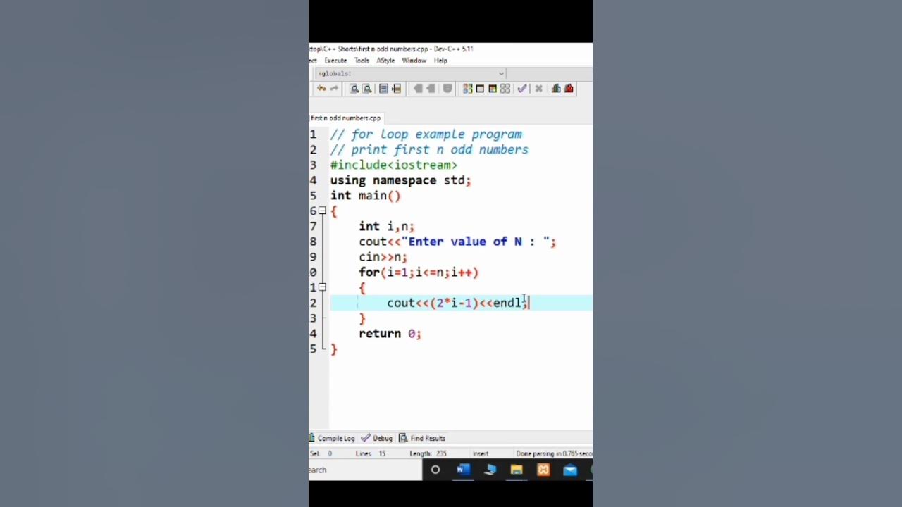 63 C Program To Print First N Odd Numbers C Programming Shorts Forloop Programming