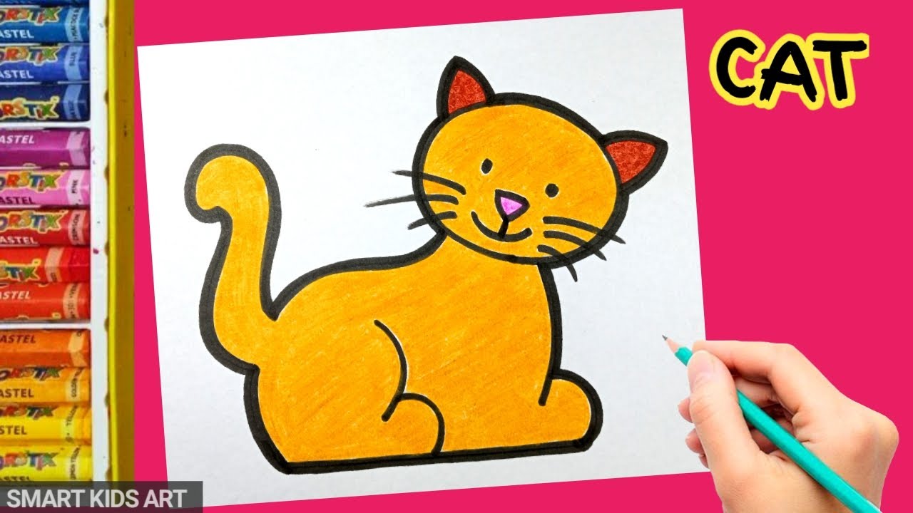 How To Draw A Cat For Kids | Cat Drawing | Smart Kids Art - YouTube
