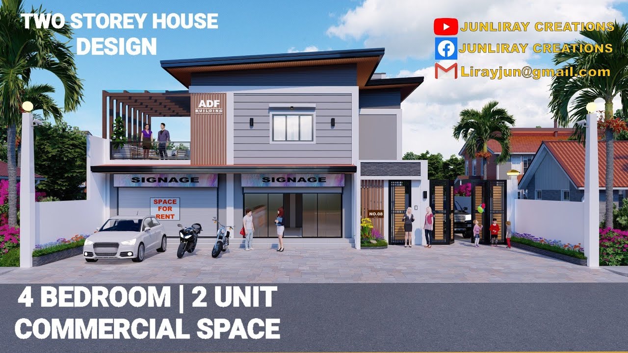 TWO STOREY HOUSE DESIGN WITH 2 UNIT COMMERCIAL SPACE & ROOFDECK | BY ...