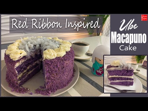 Making Red Ribbon Ube Macapuno Cake - YouTube