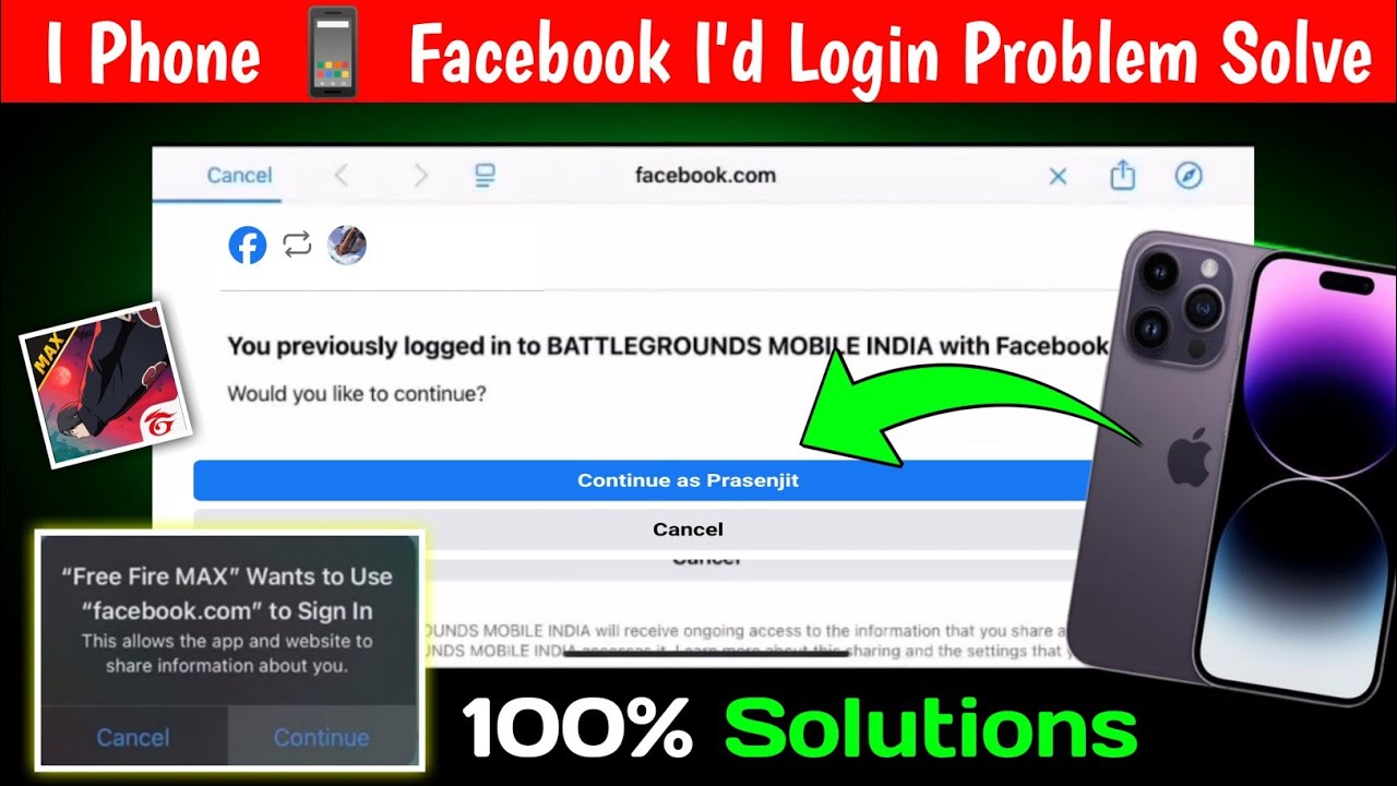 FREEFIRE FACEBOOK MAIN ID/ SECOND ID LOGIN ISSUE SOLVED ON IPHONE| IPHONE 2nd id login issue ...