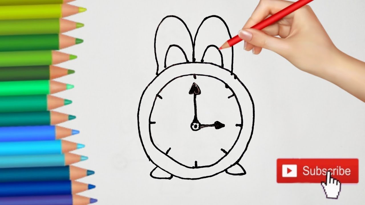 how to draw an alarm clock. Easy drawing for kids - YouTube