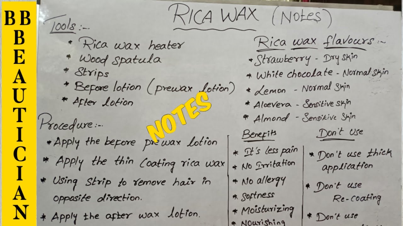 Rica wax notes |Skin&Beauty|Beautician notes|Beautyparlour - YouTube