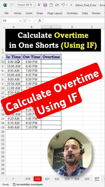 Calculate Overtime Using IF Formula | Overtime Calculation | Overtime ...