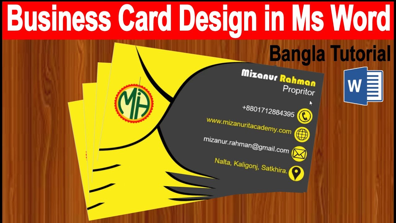 Business Card Design in Word II Professional Visiting Card Design in MS ...