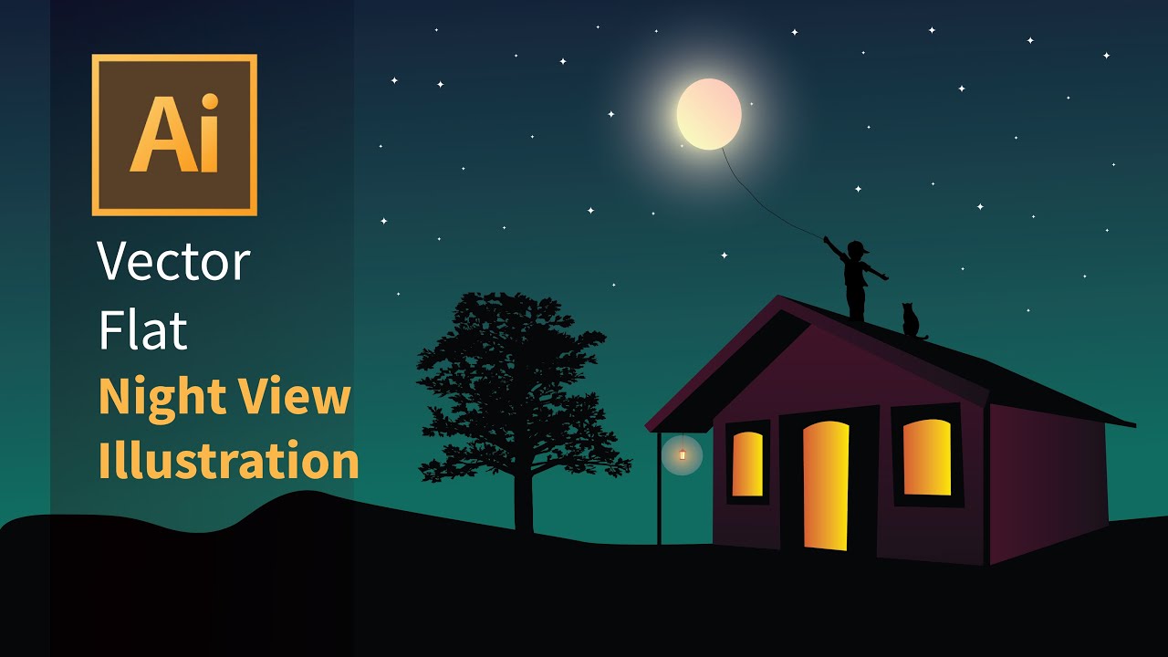 Night View Vector Illustration Tutorial for Beginners | Adobe ...