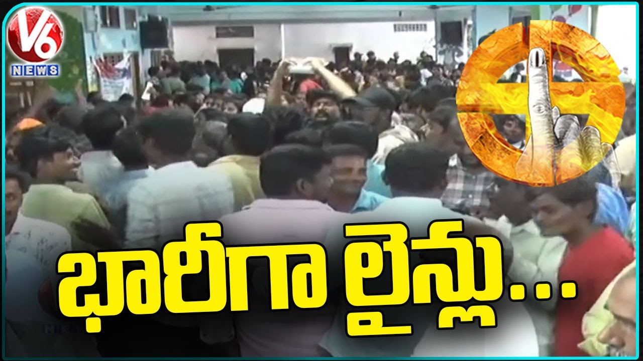 Public In Huge Queue Line After Completing Polling Time Also ...