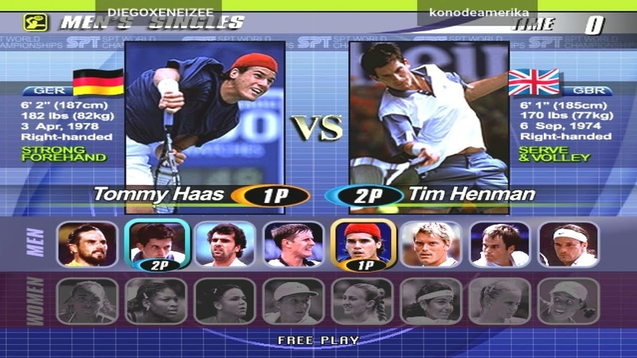 Virtua Tennis 2 / Power Smash 2 - DIEGO vs konodeamerika - YouTube