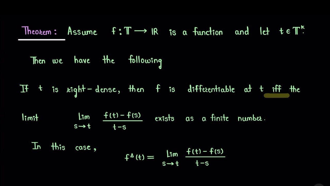 Theorem based on the concept of Delta derivative of a function on time ...